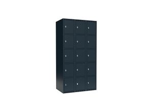 7042423822213 - 5er-Schließfachschrank Fydor 3 Abteile grau B 900 mm 3 Abteile flache Dachform Vorhängeschloss kaiserkraft