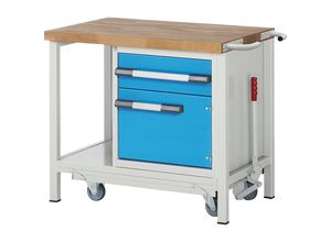 4061753038272 - eurokraft pro Fahr- und absenkbare Werkbank Gestellbauweise Serie 8000 1 Schublade 1 Tür Ablageboden BxT 1000 x 700 mm