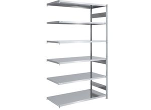 4250623789554 - Schwerlast-Steckregal verzinkt beidseitig Regalhöhe 2500 mm 6 Böden Anbauregal BxT 1300 x 800 mm hofe