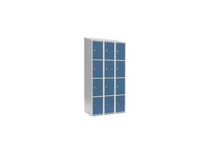 7042424834024 - 4er-Schließfachschrank Fydor 3 Abteile lichtgrau   brillantblau B 900 mm 3 Abteile schräge Dachform Vorhängeschloss kaiserkraft