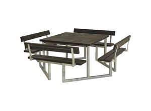 5703393732934 - Gruppensitzbank für 8 Personen Recycling-Kunststoff schwarz mit Lehne kaiserkraft