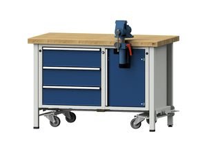 4014641081096 - Kompaktwerkbank fahrbar fahrbar mit 3 Schubladen und Schraubstock Breite 1270 mm ANKE