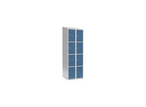 7042424834000 - 4er-Schließfachschrank Fydor 2 Abteile lichtgrau   brillantblau B 600 mm 2 Abteile schräge Dachform Vorhängeschloss kaiserkraft