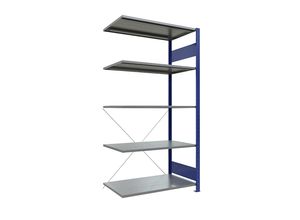 4061753012494 - eurokraft pro Steckregal einreihig Fachboden-BxT 1000 x 600 mm blau Höhe 2000 mm Anbauregal