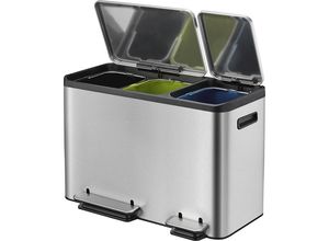 4061753280763 - EKO Tretabfallsammler Volumen 3 x 12 l BxHxT 605 x 392 x 321 mm Edelstahl 3fach-Sammler