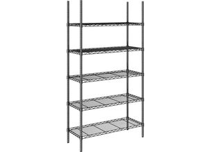 4061753091369 - Stahldraht-Gitterregal schwarz Fachlast 100 kg BxT 910 x 460 mm Grundregal Höhe 1880 mm 5 Fachböden kaiserkraft