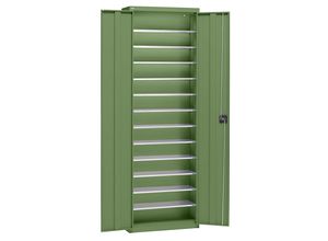4061753008756 - eurokraft pro Materialschrank aus Stahlblech Höhe 2000 mm resedagrün RAL 6011 12 Böden