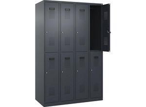 4067521996218 - Doppelstock-Spind Evolo PLUS 4 Abteile grau B 1200 mm mit Bodengleitern Zylinderschloss C+P