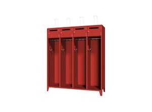 4055955076224 - Feuerwehrschrank mit Füßen Vollblechtür mit Einwurfschlitz 4 Abteile 8 Fächer Pavoy