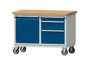 4014641149406 - Kompaktwerkbank BxT 1140 x 650 mm 1 Schrank 3 Schubladen fahrbar ANKE