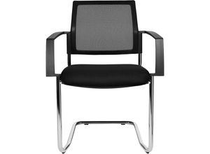 4014296957289 - Netz-Stapelstuhl Freischwinger VE 2 Stk Sitz schwarz Gestell chrom Topstar