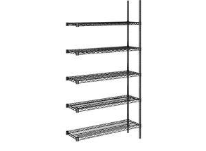4061753091093 - Stahldraht-Gitterregal schwarz Fachlast 250 kg BxT 910 x 360 mm Anbauregal Höhe 1880 mm 5 Fachböden kaiserkraft