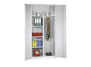 4061753276025 - eurokraft pro Flügeltürenschrank 1 Hutablage 3 Fachböden 1 Kleiderstange lichtgrau