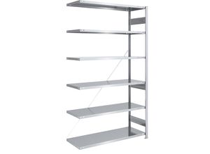 4061753028358 - eurokraft pro Schwerlast-Steckregal verzinkt Regalhöhe 2500 mm Anbauregal BxT 1300 x 600 mm