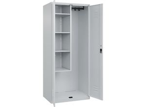 4067521417881 - Putzmittelspind Classic PLUS 1 Abteil Trennwand mittig verkürzt lichtgrau B 800 mm mit Bodengleitern Zylinderschloss C+P