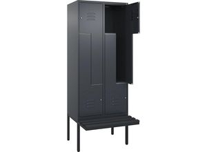 4067521115145 - Z-Spind Classic PLUS Sitzbank 2 Abteile grau B 800 mm Zylinderschloss auskragend Kunststoff C+P