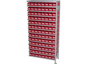 4250621501097 - Steckregal mit Regalkästen Regalhöhe 2100 mm Anbauregal Tiefe 400 mm 104 Kästen rot STEMO