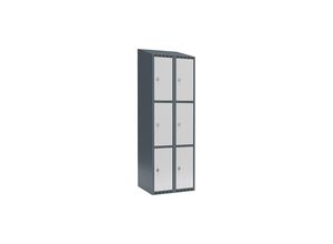 7042424830897 - 3er-Schließfachschrank Fydor 2 Abteile blaugrau   lichtgrau B 600 mm 2 Abteile schräge Dachform Vorhängeschloss kaiserkraft