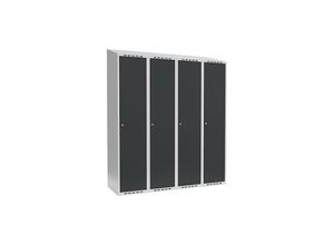 7042423060165 - Spind Fydor 4 Abteile lichtgrau   grau B 1200 mm 4 Abteile schräge Dachform Zylinderschloss kaiserkraft