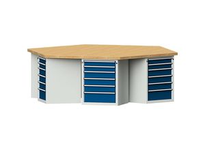 4014641168087 - Gruppen-Werkbank 6 Schränke je 6 Schubladen Buchemassivplatte ANKE