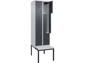 4067521118702 - Z-Spind Classic PLUS Sitzbank 2 Abteile lichtgrau   grau B 600 mm Zylinderschloss untergebaut Kunststoff C+P