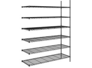 4061753091550 - Stahldraht-Gitterregal schwarz Fachlast 100 kg BxT 1520 x 610 mm Anbauregal Höhe 2180 mm 6 Fachböden kaiserkraft