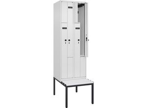 4068427110050 - Z-Spind Evolo PLUS Sitzbank 2 Abteile weiß B 600 mm Sicherheits-Drehriegel mit untergebauter Sitzbank Kunststoff kaiserkraft
