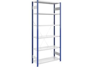 4061753029027 - eurokraft pro Lager-Steckregal Regalständer blau HxB 2500 x 1000 mm Boden lichtgrau Grundregal Tiefe 500 mm