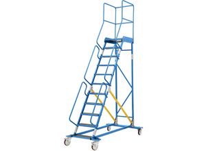 4054666010435 - eurokraft pro Mobile Podestleiter Siebdruck-Stufeneinlage 11 Stufen