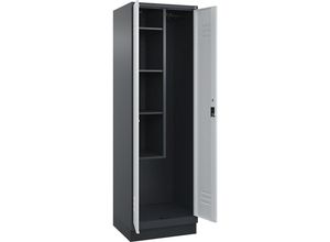 4066681660809 - Putzmittelspind Classic PLUS 1 Abteil Trennwand mittig verkürzt grau B 600 mm mit Bodensockel Zylinderschloss C+P