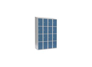 7042424104967 - 4er-Schließfachschrank Fydor 4 Abteile lichtgrau   brillantblau B 1200 mm 4 Abteile schräge Dachform Vorhängeschloss kaiserkraft
