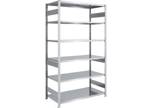 4250623789851 - Schwerlast-Steckregal verzinkt beidseitig Regalhöhe 2500 mm 6 Böden Grundregal BxT 1300 x 800 mm hofe