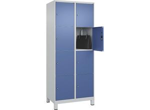 4066681680807 - 4er-Schließfachschrank Classic PLUS 2 Abteile lichtgrau   fernblau B 800 mm 8 Fächer mit Füßen C+P
