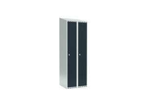 7042423059831 - Spind Fydor 2 Abteile lichtgrau   grau B 600 mm 2 Abteile schräge Dachform Vorhängeschloss kaiserkraft