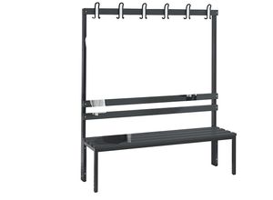 4051803093573 - Garderobenbank BASIC einseitig Hakenleiste Kunststoff Länge 1500 mm schwarzgrau