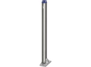 4050576063561 - Edelstahl-Sperrpfosten mit Kettenkopf zum Aufdübeln Ø 76 mm klappbar Profilzylinder kaiserkraft