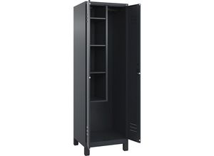4066681617827 - Putzmittelspind Classic PLUS 1 Abteil Trennwand mittig verkürzt grau B 600 mm mit Füßen Zylinderschloss C+P