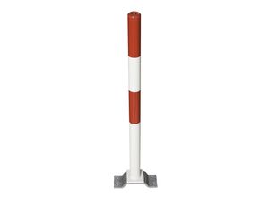 4055381104935 - Sperrpfosten aus Stahl zum Aufdübeln Ø 60 mm rot-weiß 1 Kettenöse kaiserkraft