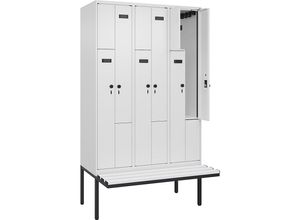 4068427100983 - Z-Spind Evolo PLUS Sitzbank 3 Abteile weiß B 1200 mm Sicherheits-Drehriegel mit auskragender Sitzbank Kunststoff kaiserkraft