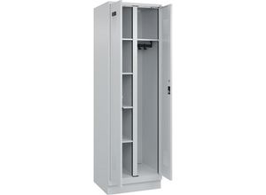 4067521997895 - Putzmittelspind Evolo PLUS 1 Abteil Trennwand mittig lichtgrau B 600 mm mit Bodensockel Zylinderschloss kaiserkraft