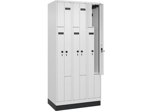 4068192652366 - Z-Spind Evolo PLUS 3 Abteile weiß B 900 mm 6 Fächer mit Bodensockel Sicherheits-Drehriegel kaiserkraft