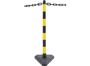 4055381110264 - Kettenständer-Set 6 Pfosten zementgefüllter Dreiecksfuß 10 m Kette schwarz   gelb kaiserkraft