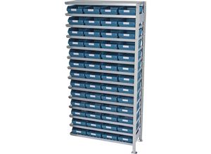 4250621501059 - Steckregal mit Regalkästen Regalhöhe 2100 mm Anbauregal Tiefe 300 mm 52 Kästen grün STEMO