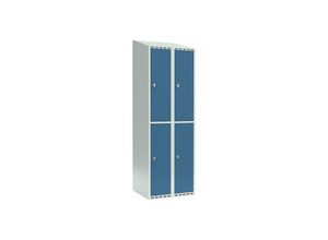 7042424833911 - Doppelstock-Spind Fydor 2 Abteile lichtgrau   brillantblau B 600 mm 2 Abteile schräge Dachform Vorhängeschloss kaiserkraft