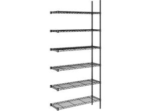 4061753091352 - Stahldraht-Gitterregal schwarz Fachlast 100 kg BxT 910 x 360 mm Anbauregal Höhe 2180 mm 6 Fachböden kaiserkraft