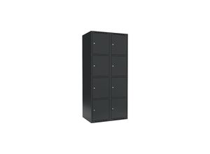 7042424853261 - 4er-Schließfachschrank Fydor 2 Abteile grau B 800 mm 2 Abteile flache Dachform Zylinderschloss kaiserkraft