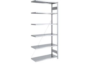 4061753024091 - eurokraft pro Lager-Steckregal verzinkt Bauart leicht Regalhöhe 2500 mm Anbauregal Breite x Tiefe 1000 x 500 mm