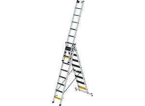 4031405333253 - Munk Günzburger Steigtechnik - munk Stufen- Mehrzweckleiter mit Wandlaufrollen clipstep R13 und Nivello® Traverse 3x8 Stufen