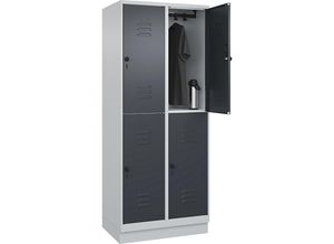 4066681665538 - Doppelstock-Spind Classic PLUS 2 Abteile lichtgrau   grau HxB 1950 x 800 mm mit Bodensockel Drehriegel C+P