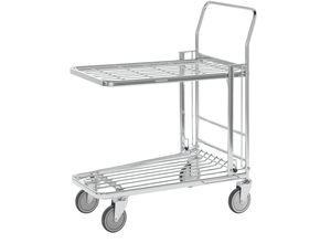 7350050350499 - Einkaufswagen mit 2 Böden klappbar 860x530x1010mm Gummi 300kg Tragkraft ohne Bremse - Kongamek